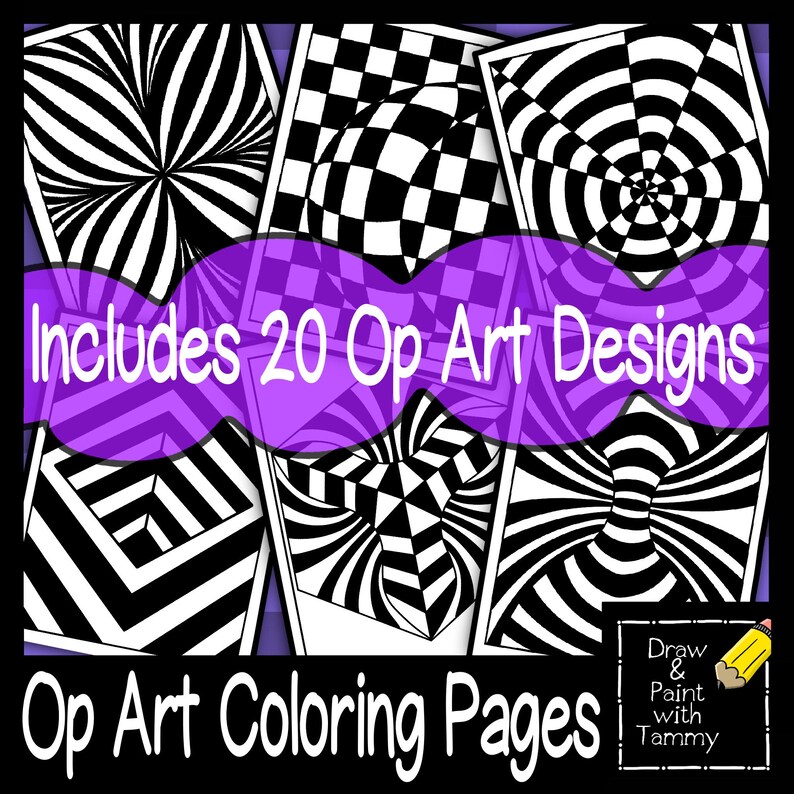 Printable Op Art Coloring Pages: 40 Optical Illusion Designs (digital ...