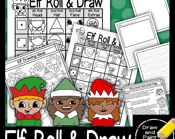 Roll an Elf A Christmas Elf Roll and Draw Art Game Art Sub Activity for ...