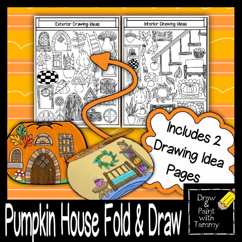 Design a Pumpkin House Fold and Draw Fall Art Activity Halloween Art ...