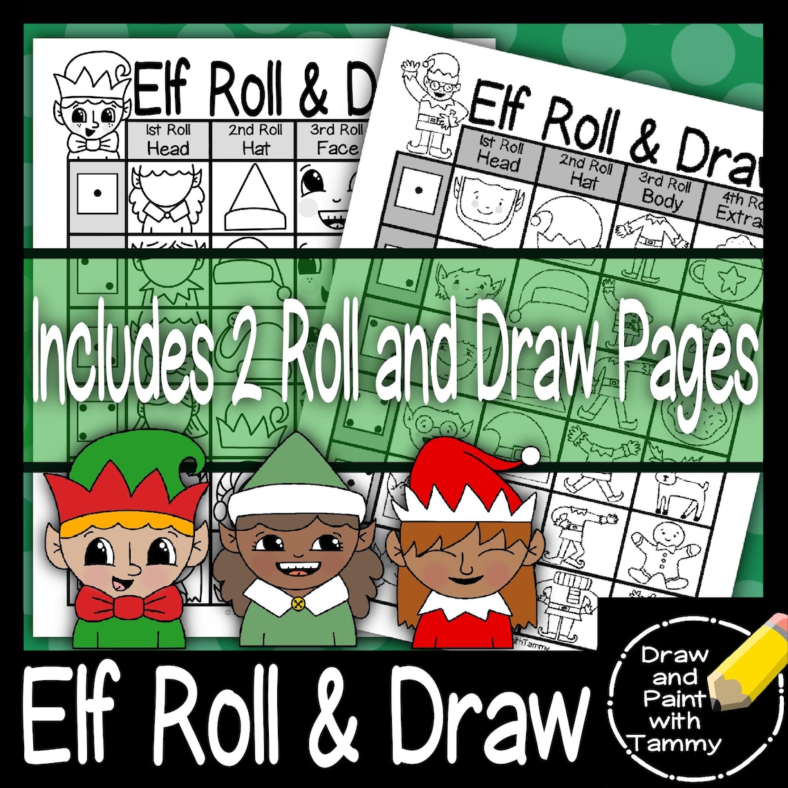 Roll an Elf A Christmas Elf Roll and Draw Art Game Art Sub Activity for ...