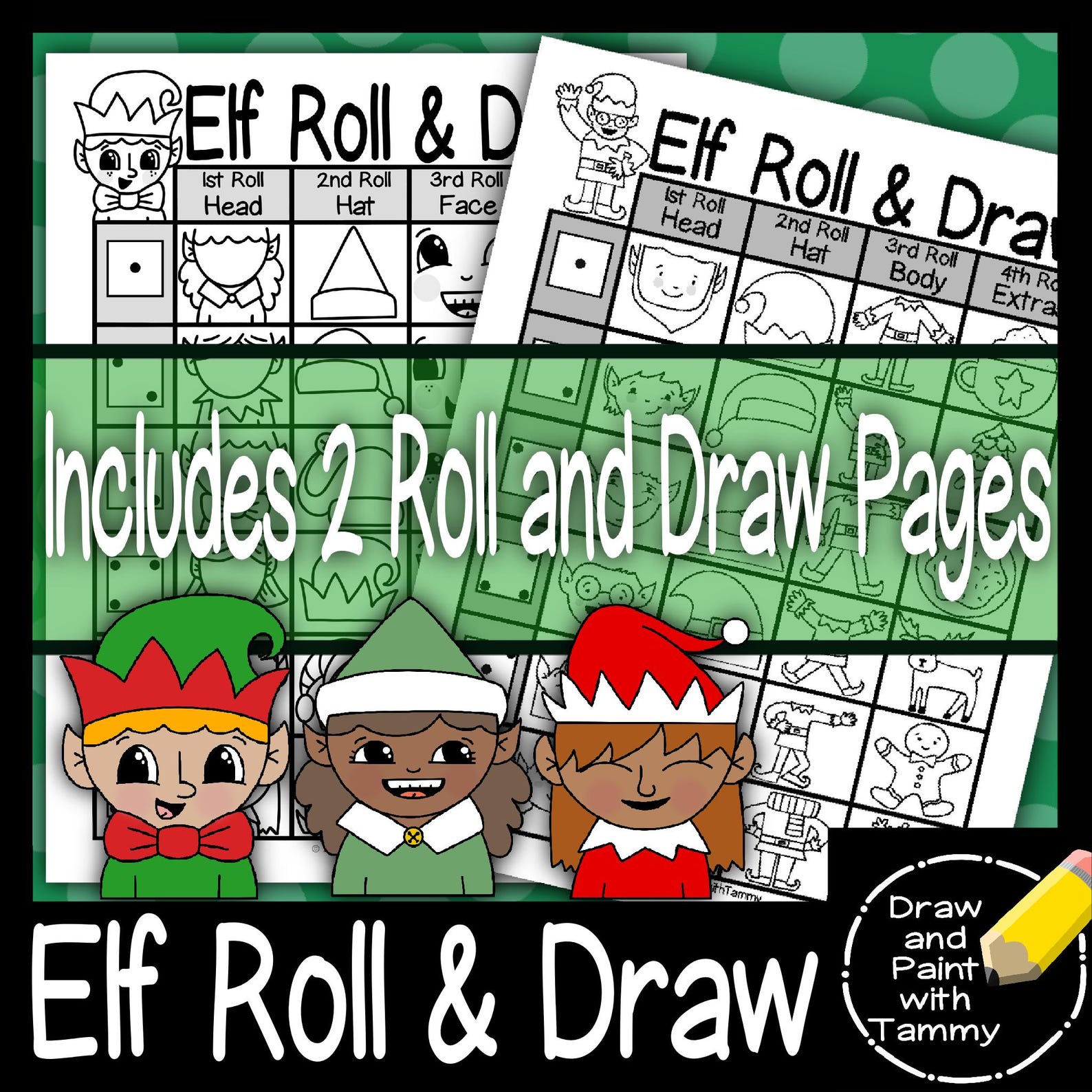 Roll an Elf A Christmas Elf Roll and Draw Art Game Art Sub Activity for ...