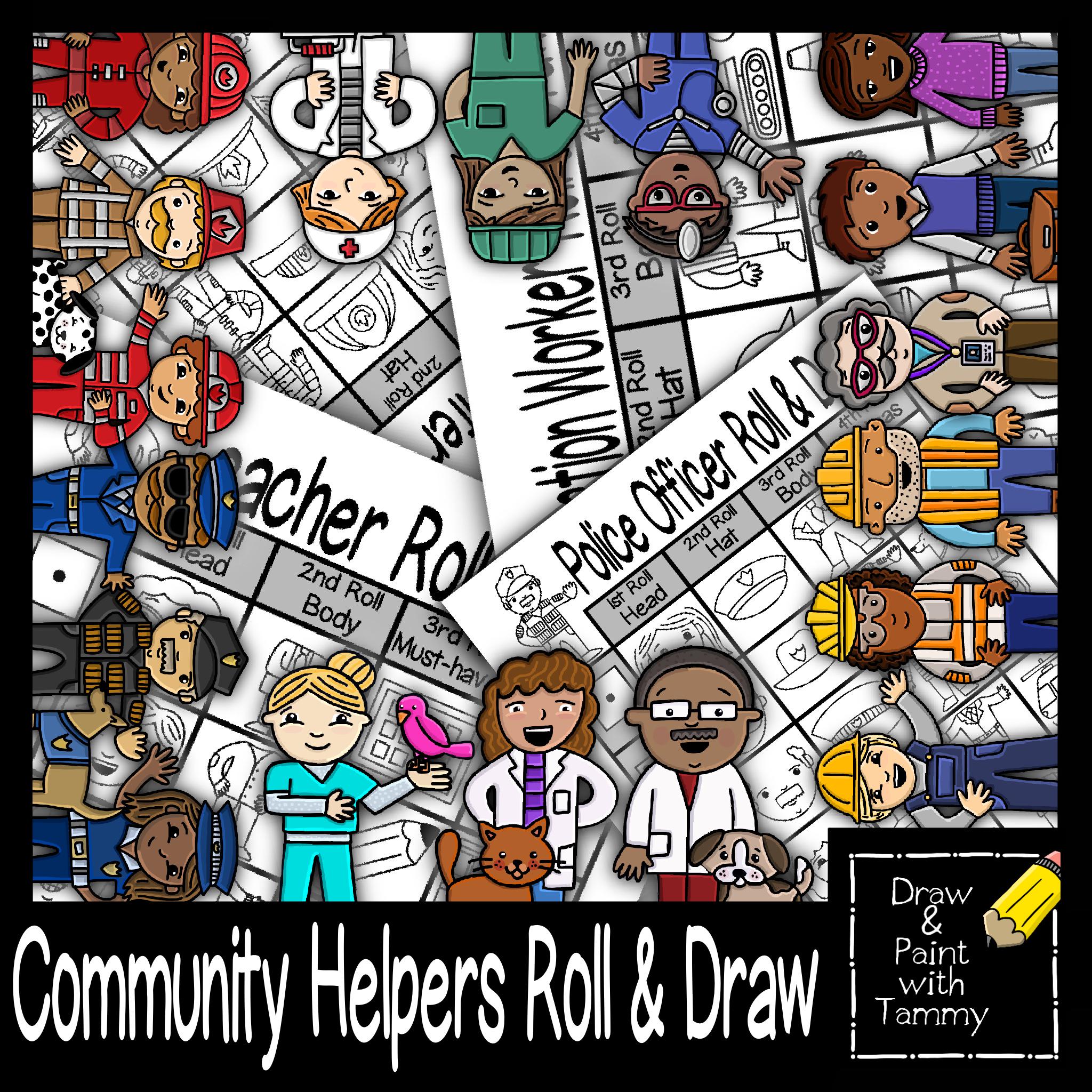 Community Helper Art Game: Roll and Draw Activity Bundle (PDF) - Etsy