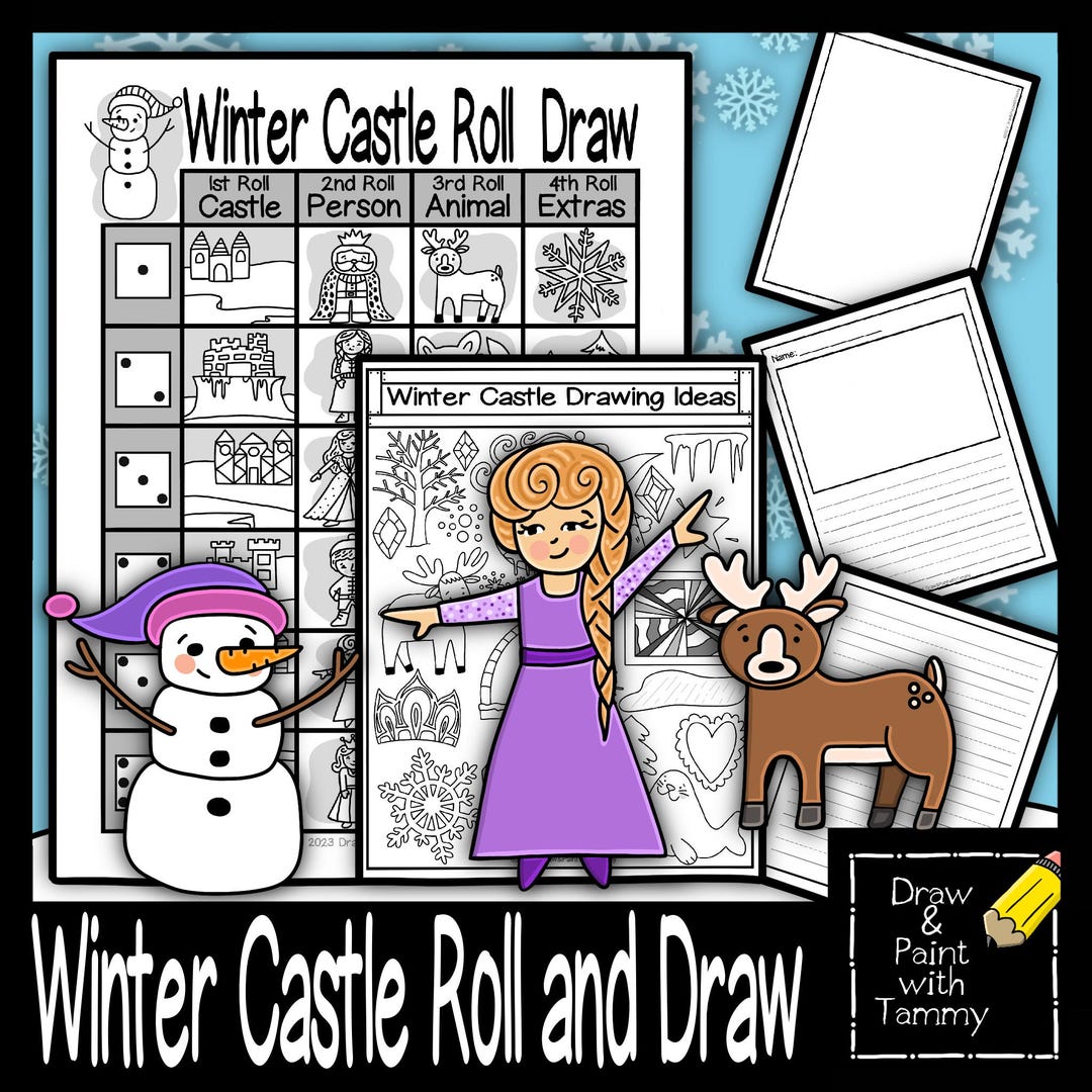Roll a Winter Castle Roll and Draw Christmas Castle Art Game Elementary ...