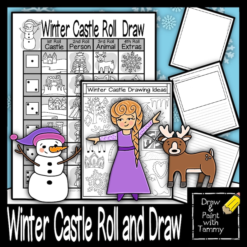 Roll a Winter Castle Roll and Draw Christmas Castle Art Game Elementary ...