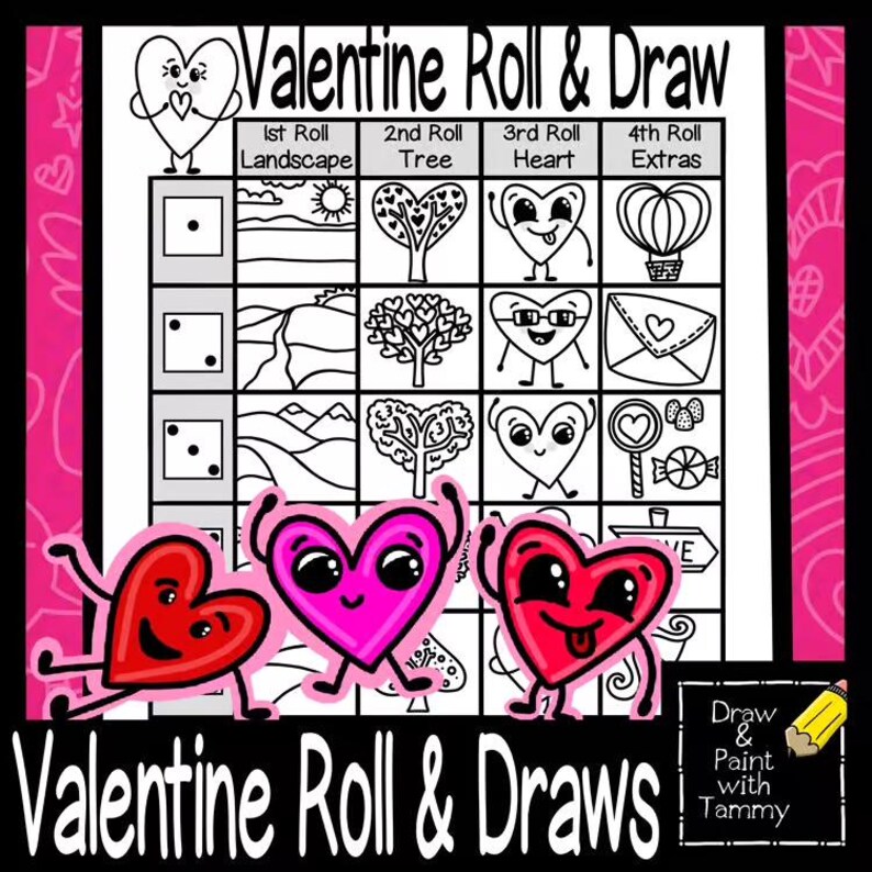 Roll a Valentine’s Day House Heart Landscape Roll and Draw Art Game ...