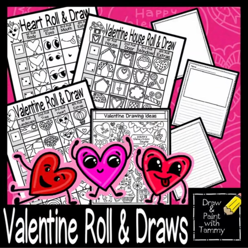 Roll a Valentine’s Day House Heart Landscape Roll and Draw Art Game ...