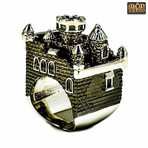 Black Ruthenium Castle Ring - Etsy