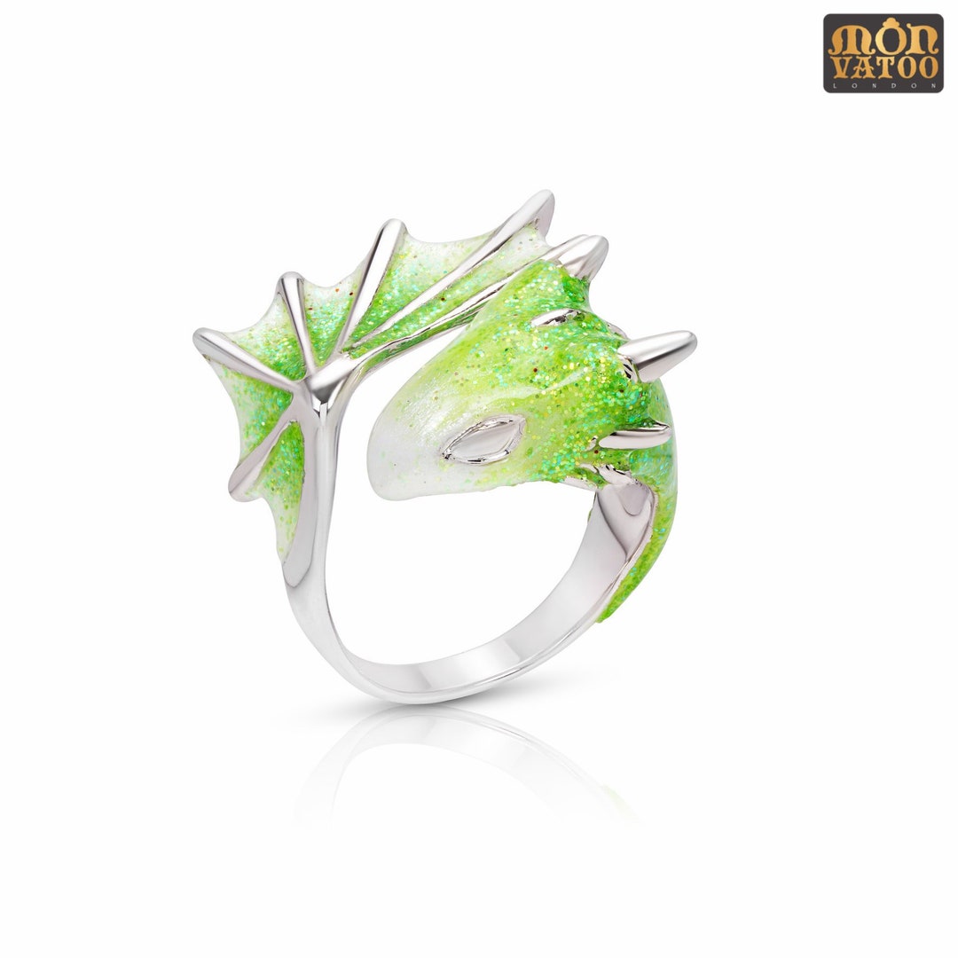Silver Peridot Dragon Ring - Etsy
