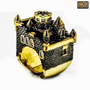 Gold Ruthenium Castle Ring - Etsy
