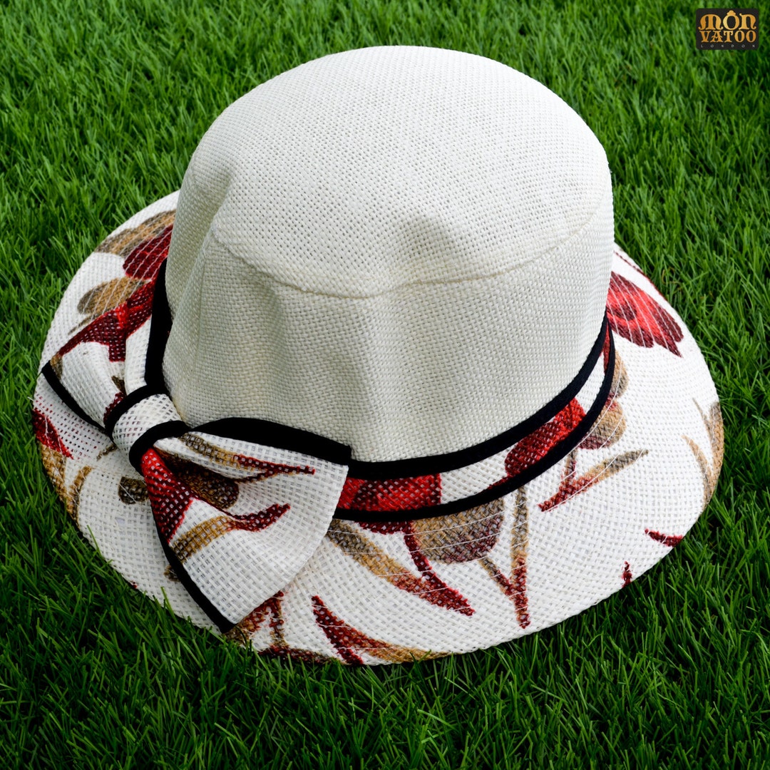 Red Floral Panama Hat - Etsy