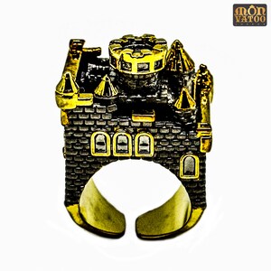 Gold Ruthenium Castle Ring - Etsy