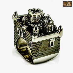 Black Ruthenium Castle Ring - Etsy