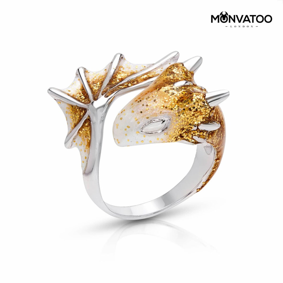 Moonlit Dragon Ring Etsy