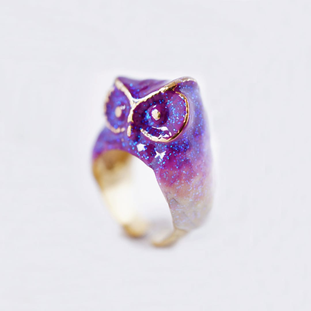 Amethyst Owl Ring - Etsy