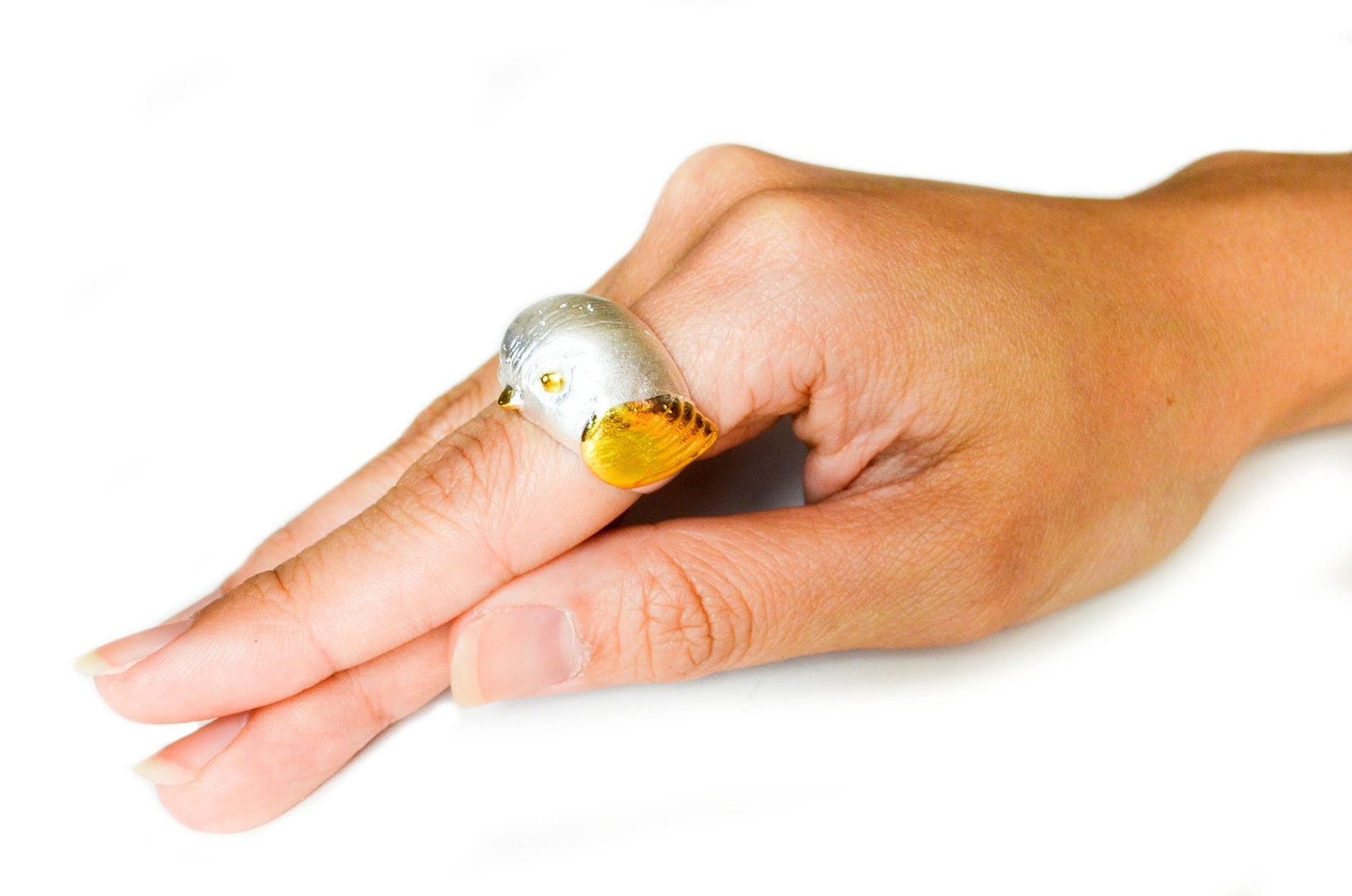 Gold Silver Robin Ring - Etsy