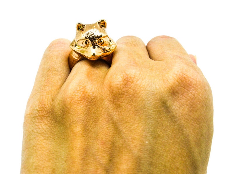 Rose Gold Fox Ring | Etsy