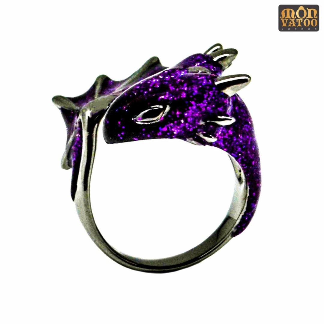 Black Amethyst Dragon Ring - Etsy