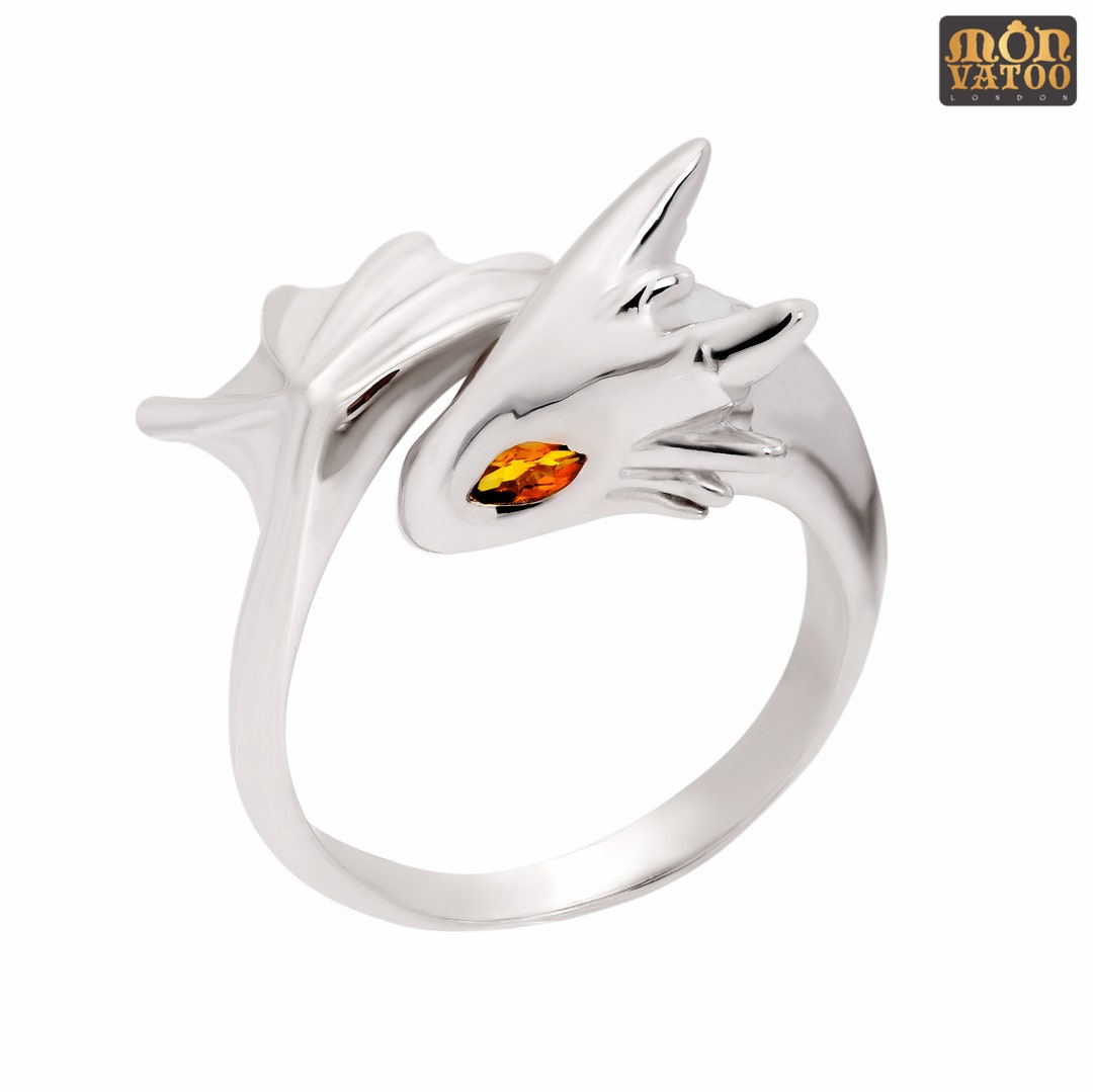 Baby Citrine Silver Dragon Ring - Etsy