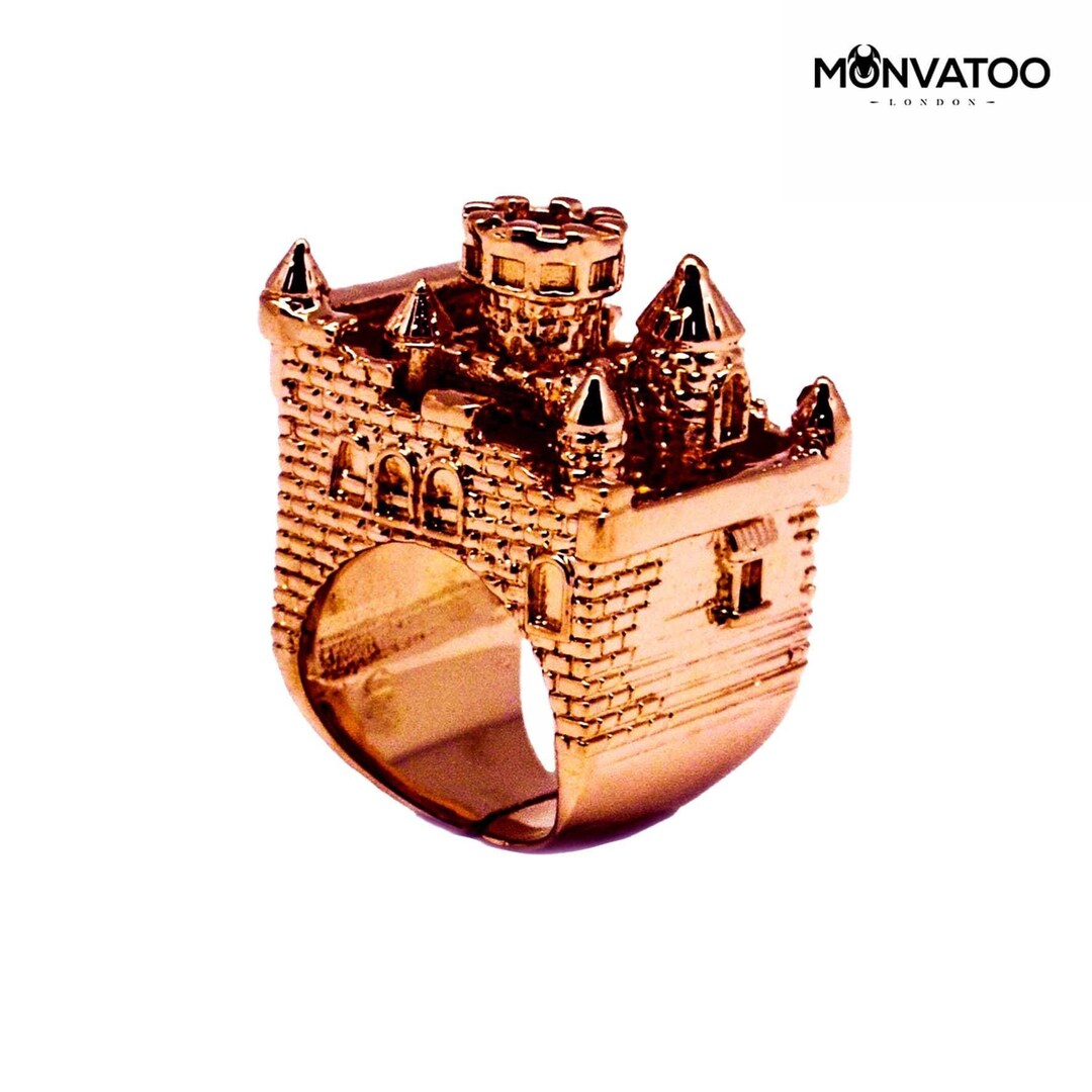 Rose Gold Castle Ring | Adjustable 18K Pink Gold Plated Fantasy Jewelry ...