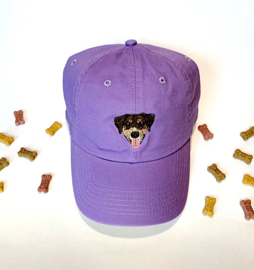 Custom Pet Portrait Embroidered Baseball Hat. Drawn Art Directly a ...