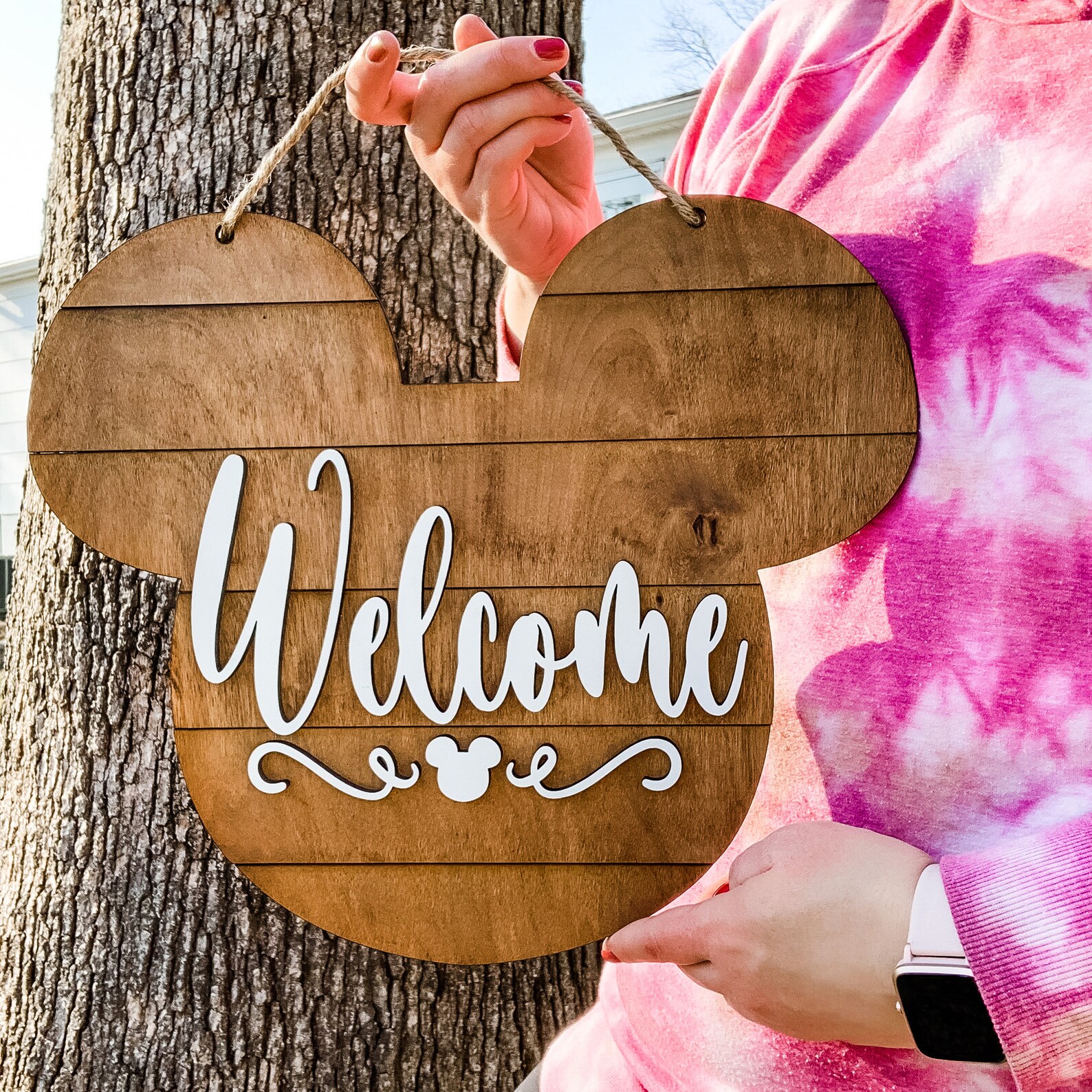 Mouse Farmhouse Welcome Hanging Sign - Etsy