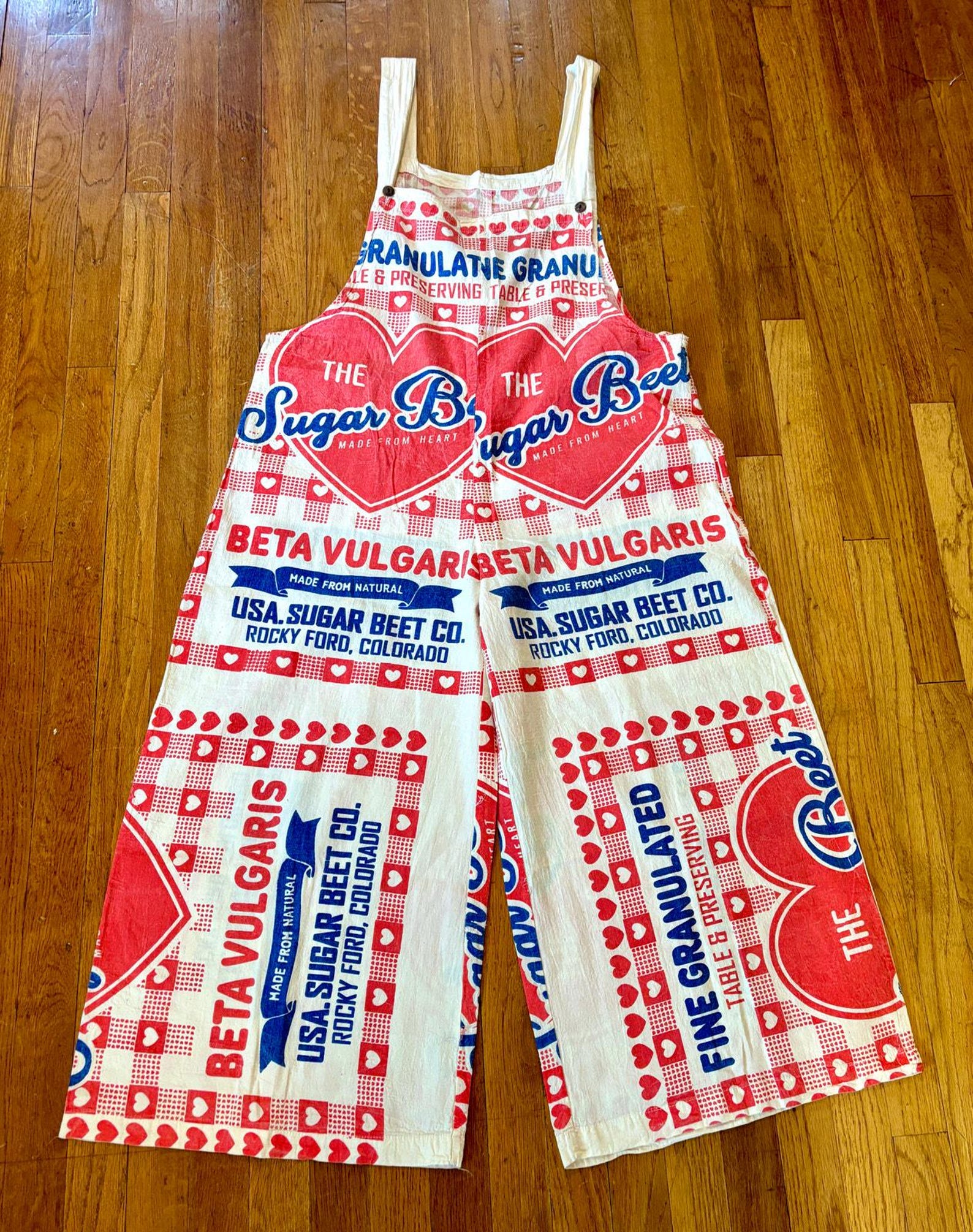 Handmade Vintage Inspired Overalls Jumpsuit Flour Feed Sack Workwear O ...