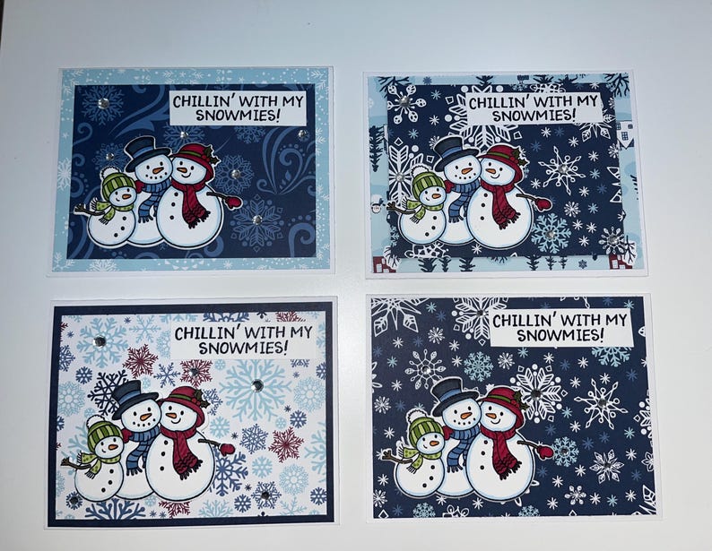 Chillin With My Snowmies Christmas Card Pack of 4 - Etsy