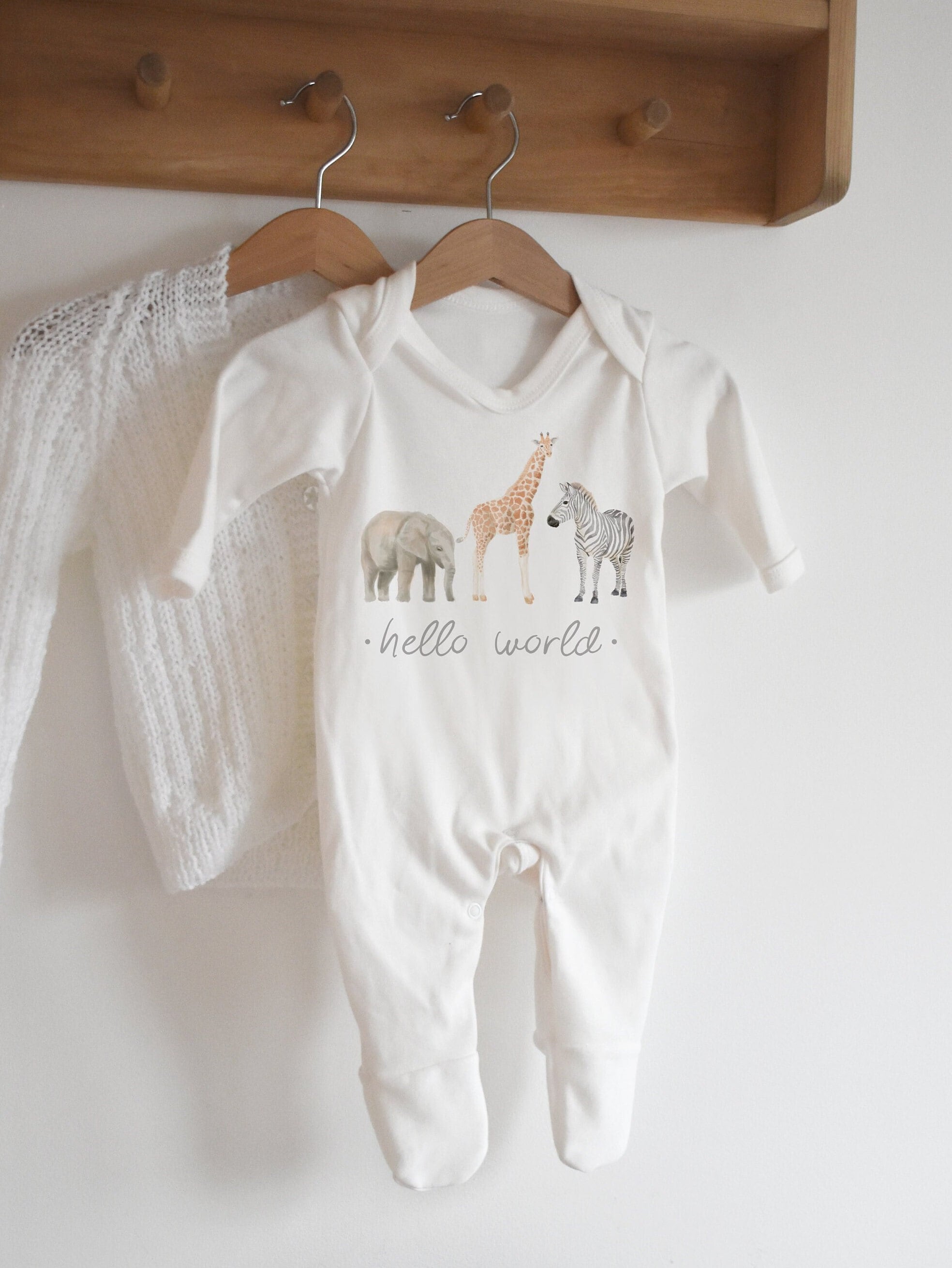 Safari Hello World Baby Grow Baby Shower Gift Neutral Baby - Etsy UK