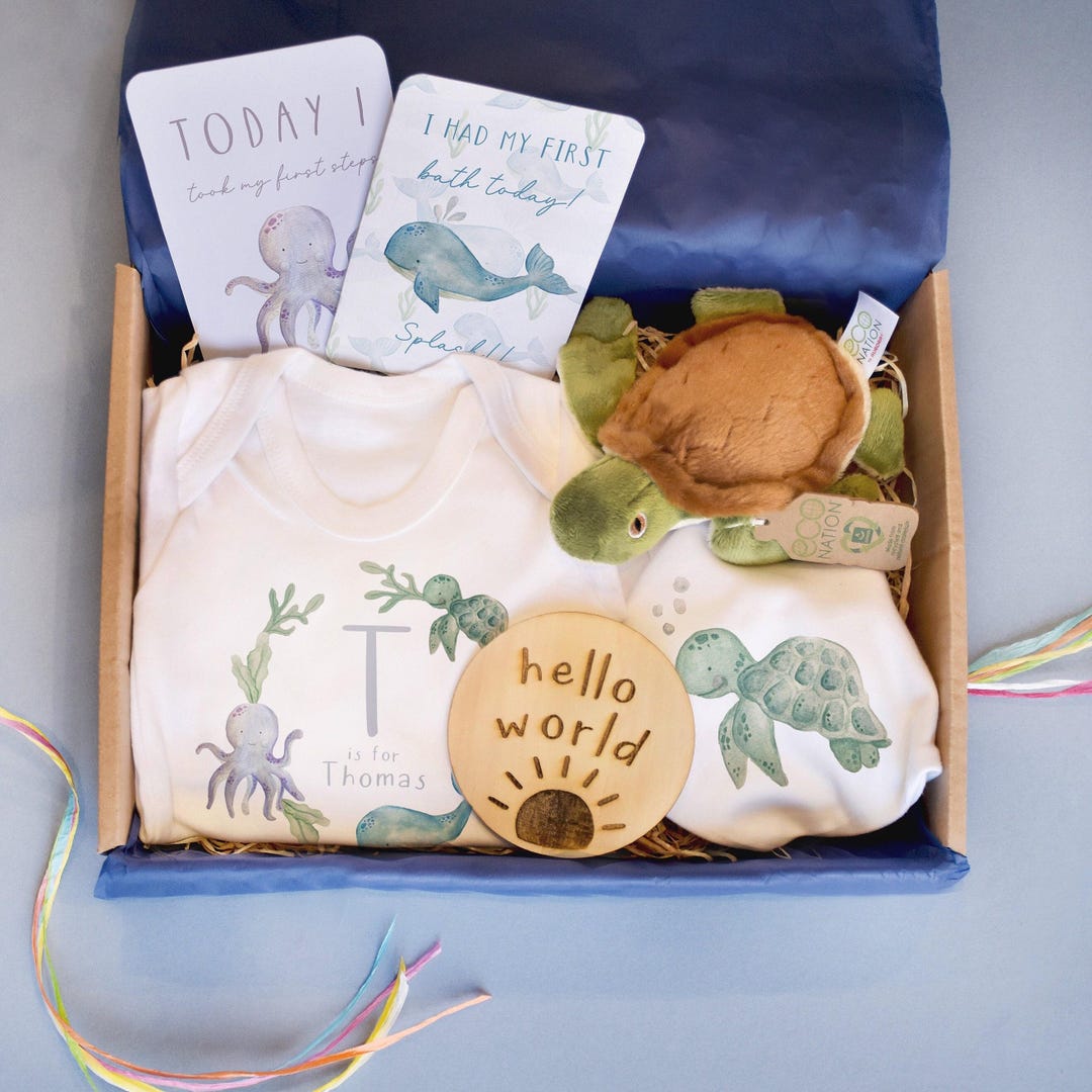 Personalised Under the Sea Baby Gift Set, Newborn Gift Set, Baby Outfit ...