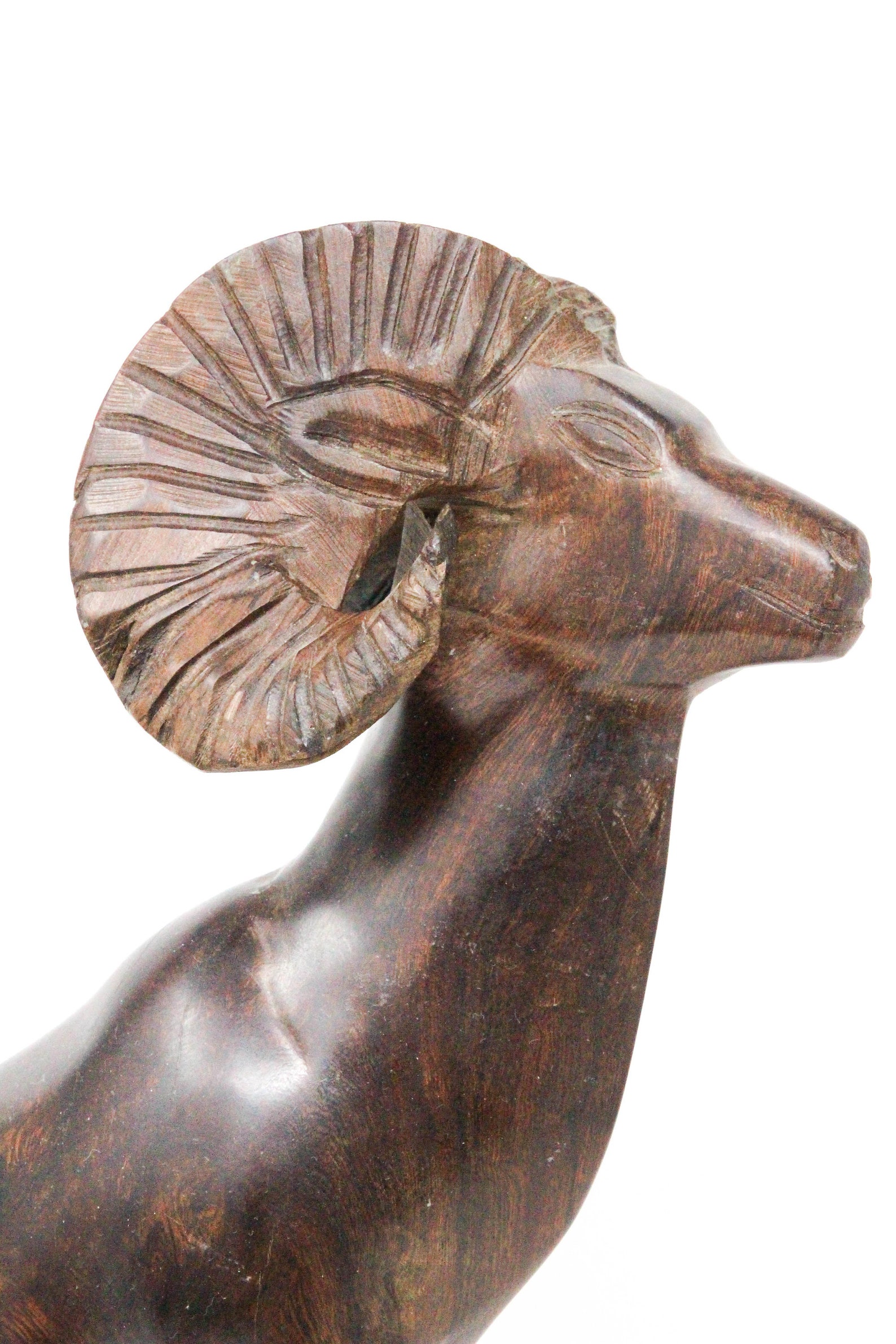 Wooden Ram Statue. Vintage Hand Carved Wood Ram Sculpture. - Etsy