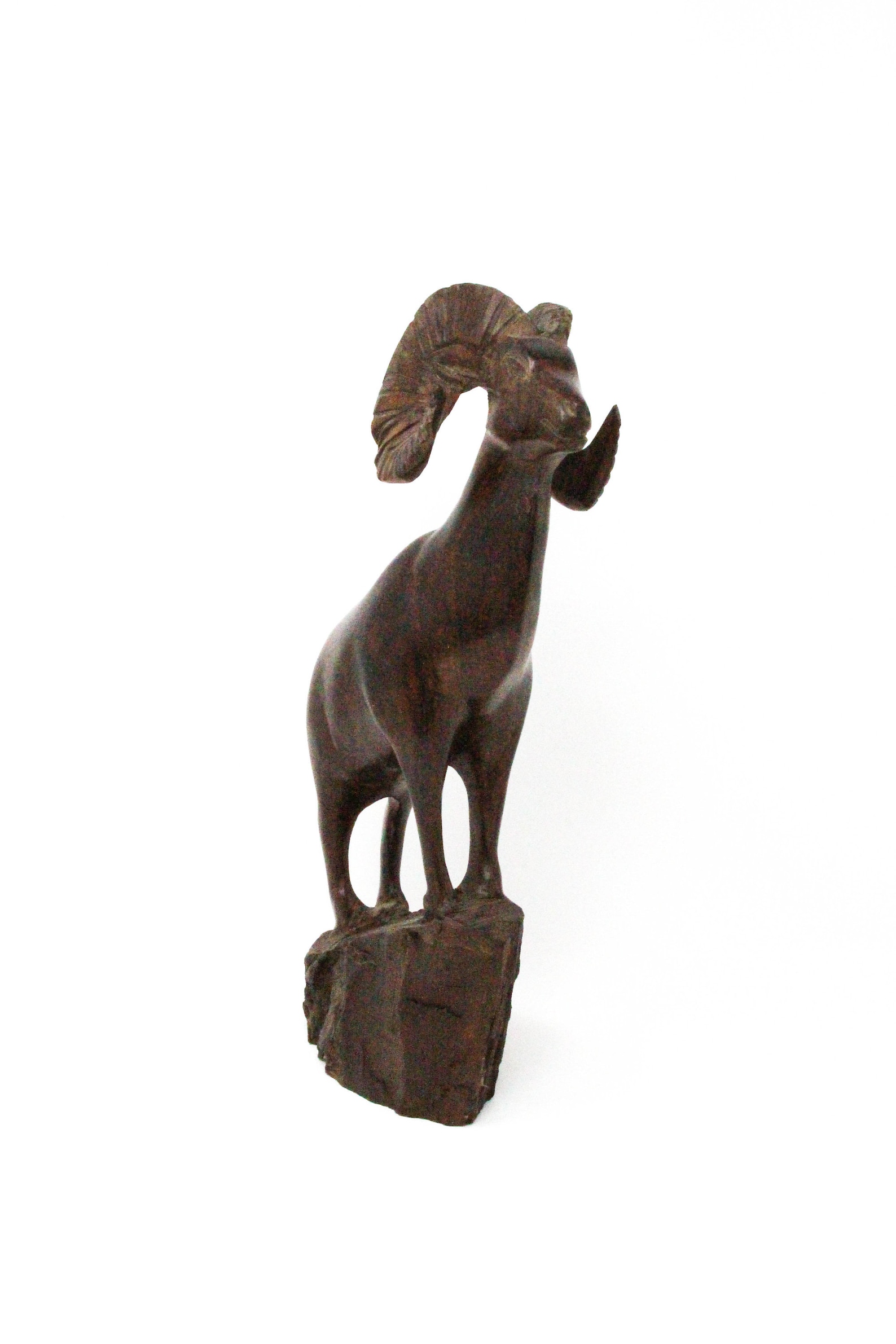 Wooden Ram Statue. Vintage Hand Carved Wood Ram Sculpture. | Etsy