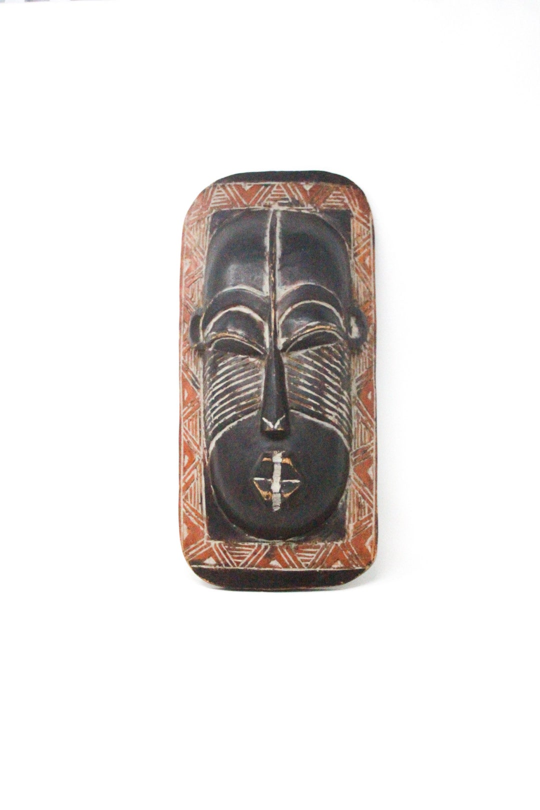 Hand Carved Tribal Mask From Africa. Vintage Large Decorative Wooden ...