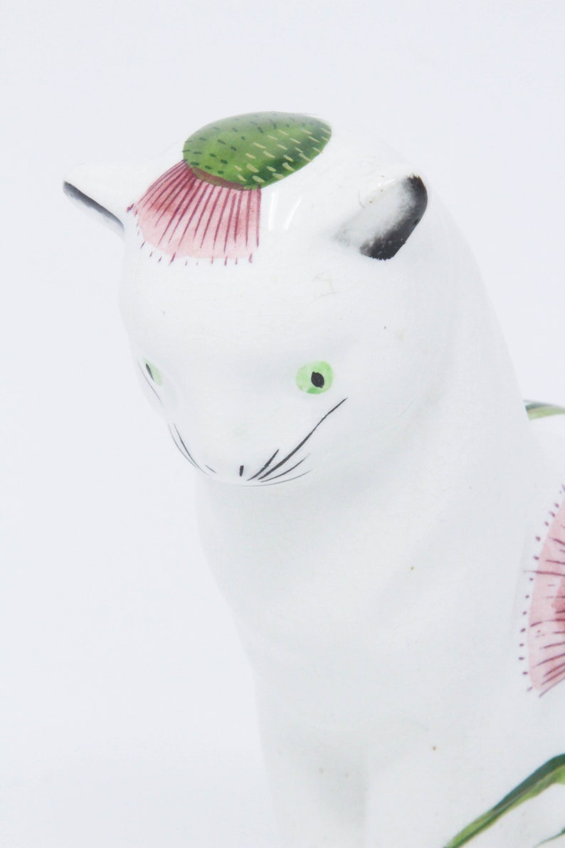 Plichta Cat Figurine. Ceramic Cat With Painted Thistle Decoration ...