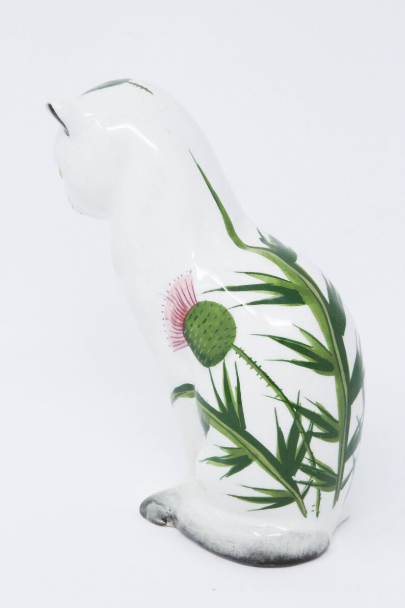 Plichta Cat Figurine. Ceramic Cat With Painted Thistle Decoration ...