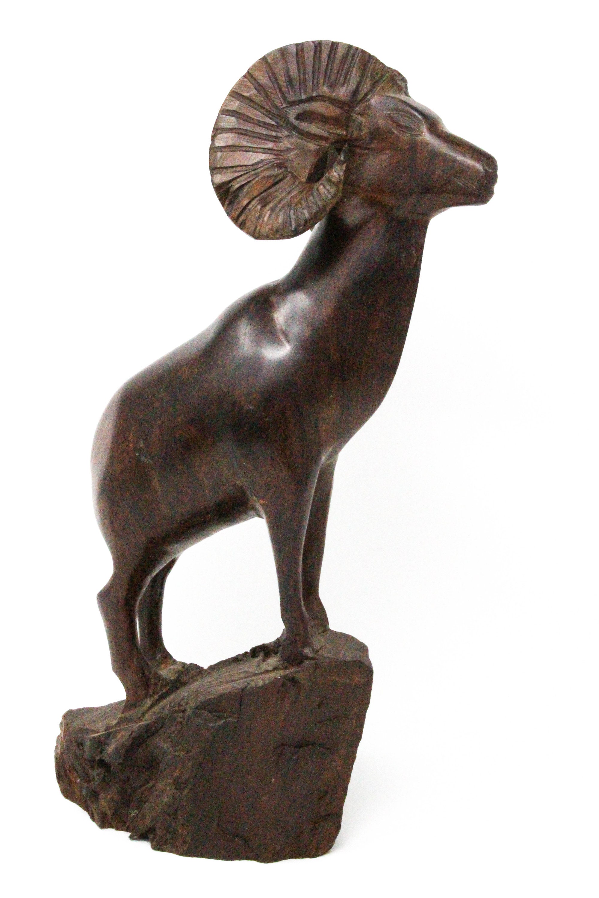 Wooden Ram Statue. Vintage Hand Carved Wood Ram Sculpture. | Etsy