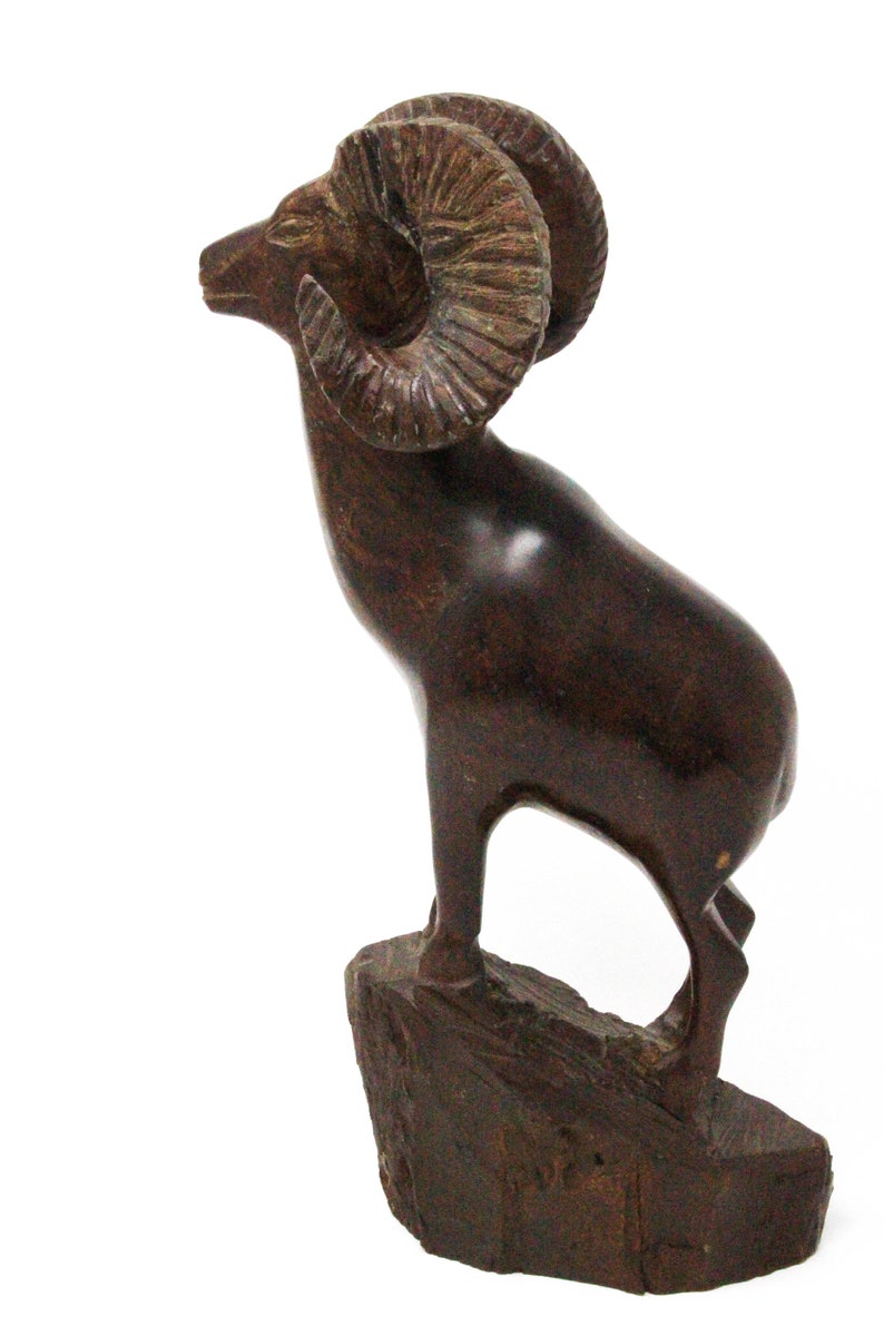 Wooden Ram Statue. Vintage Hand Carved Wood Ram Sculpture. | Etsy