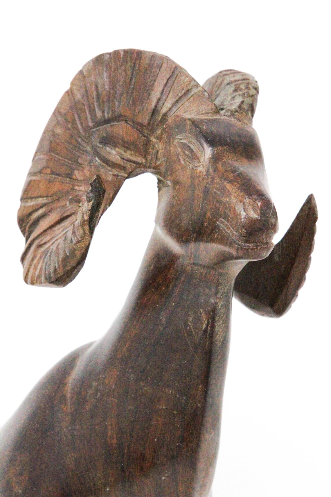 Wooden Ram Statue. Vintage Hand Carved Wood Ram Sculpture. | Etsy