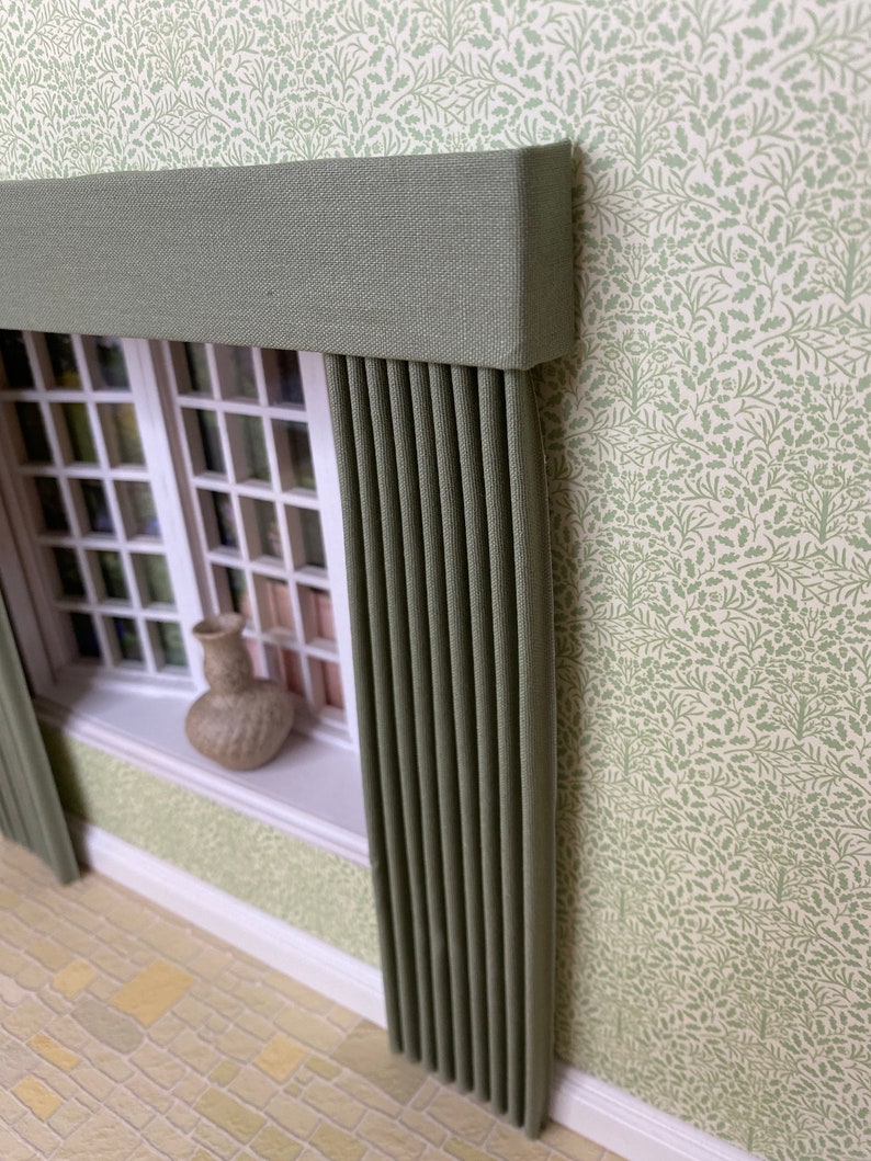 Handmade Miniature 1:12 Scale Curtains Drapes With a Pelmet for Bay ...