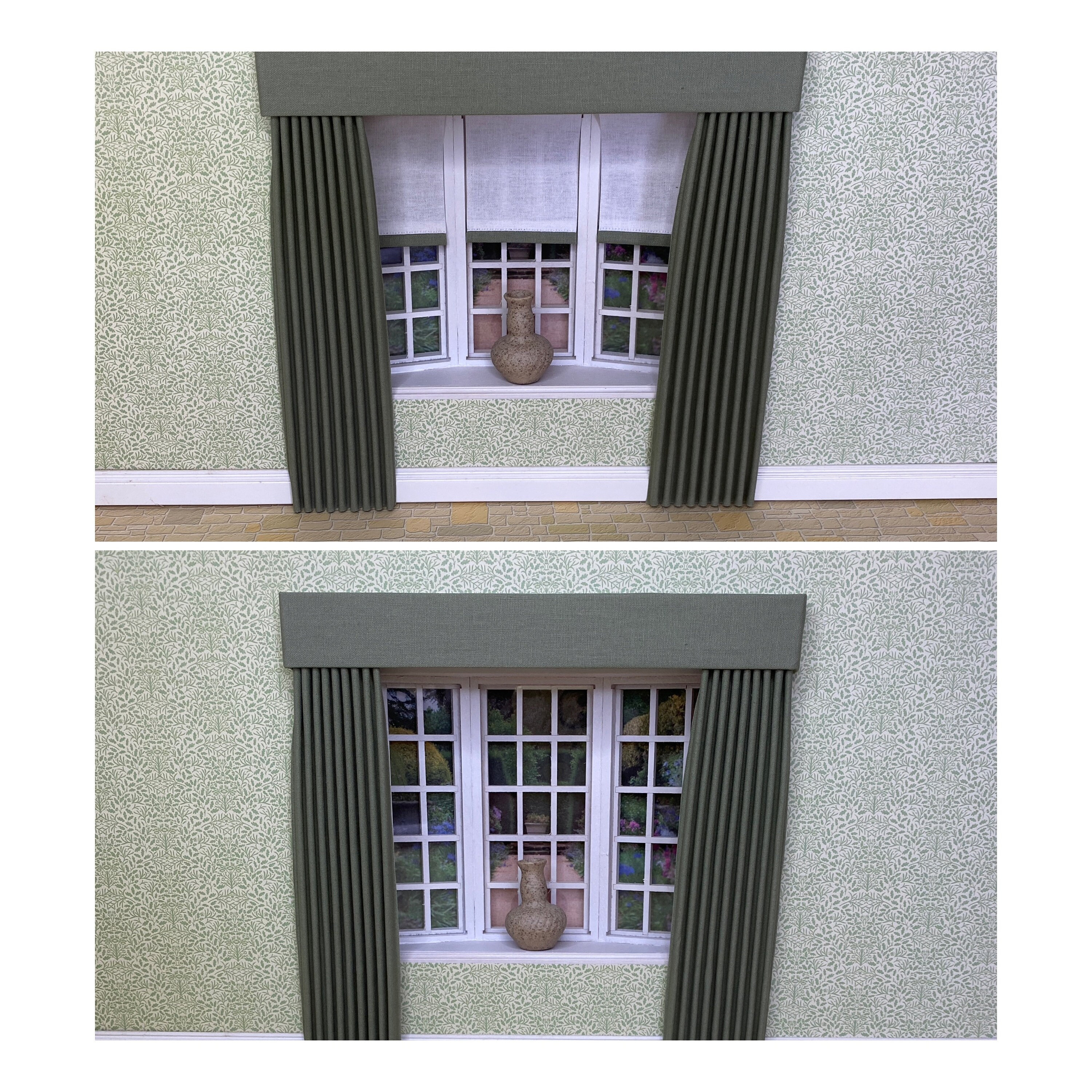 Handmade Miniature 1:12 Scale Curtains Drapes With a Pelmet for Bay ...