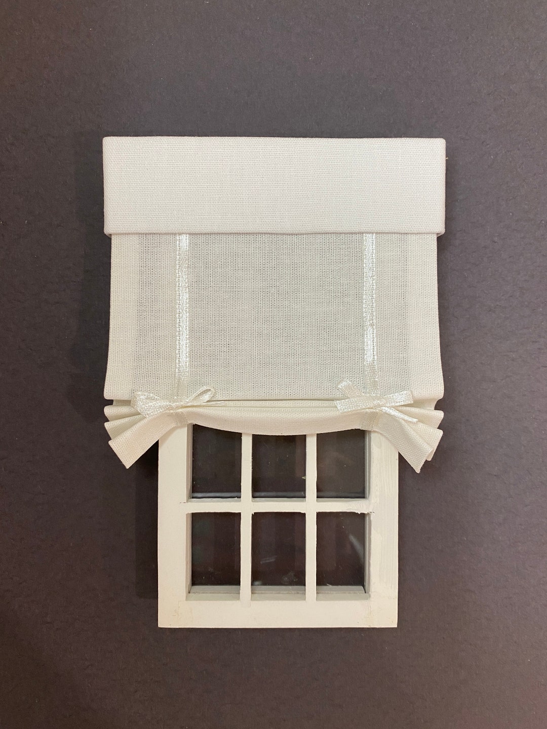 Miniature Doll House 12th Scale Plain White Blind Window Dressing With ...