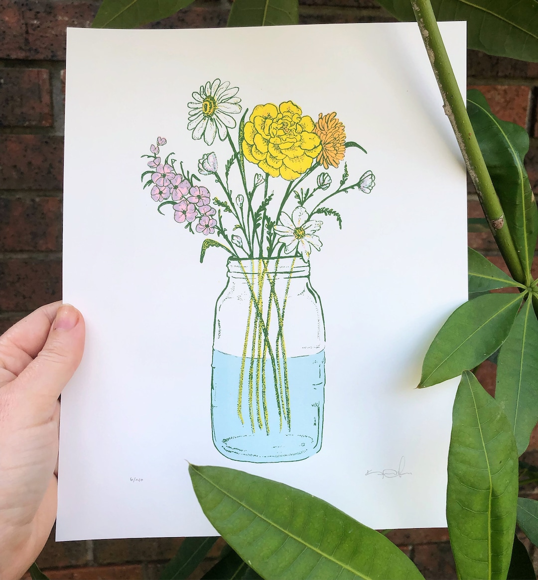 Flowers in a Jar // Silk Screen - Etsy