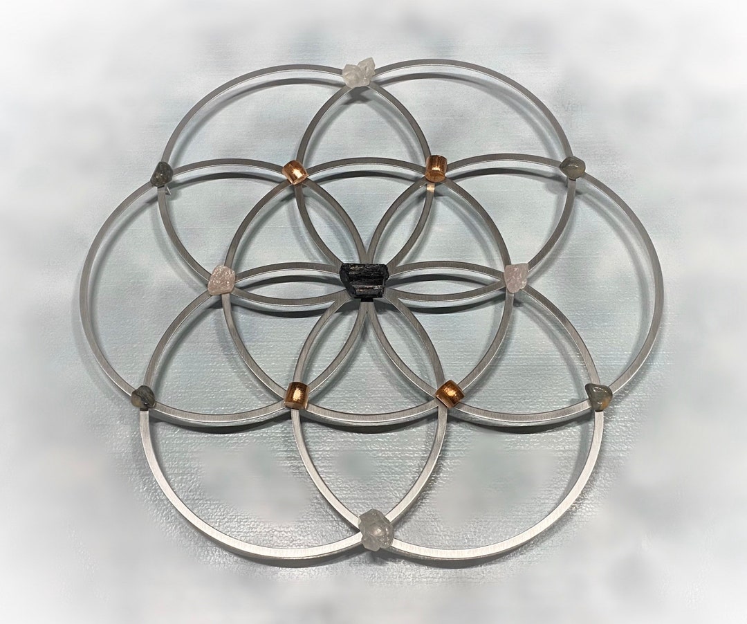 Seed of Life Sacred Geometry Grounding Crystal Grid Metal Wall Art ...