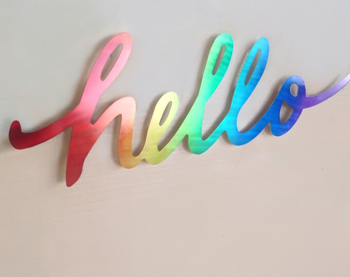 Hello Metal Wall Art Metal Sign Rainbow Art Colorful Art Wall Decor ...