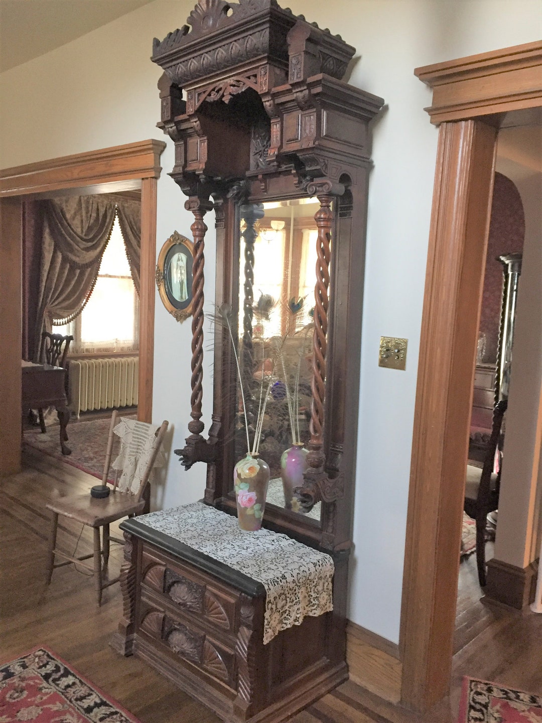 Antique Victorian Hall Stand Mirror OUTSTANDING - Etsy