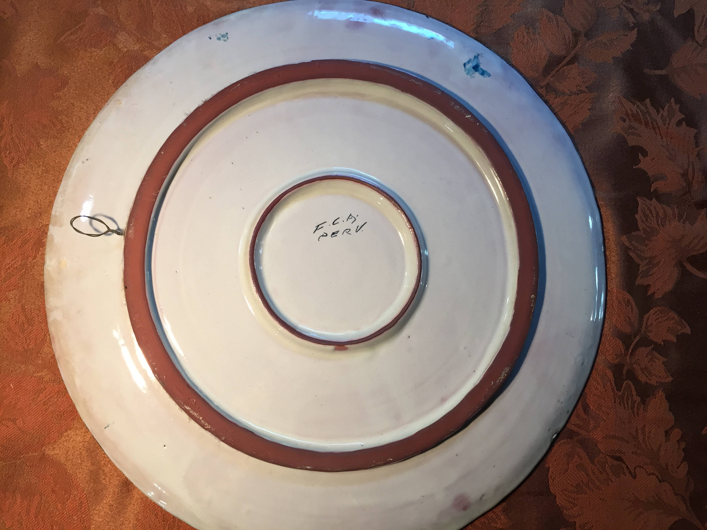 Vintage Peru Pottery FCA Llama 15" Plate Wall Hanging - Etsy