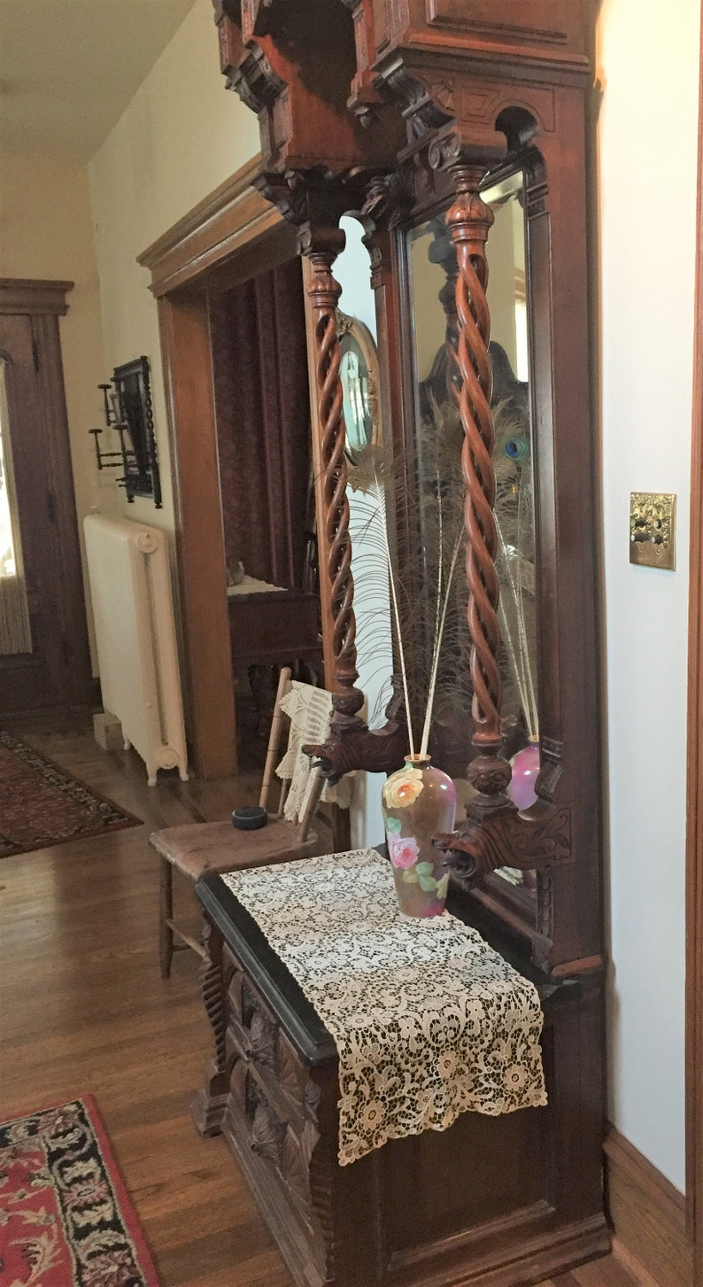 Antique Victorian Hall Stand Mirror OUTSTANDING | Etsy
