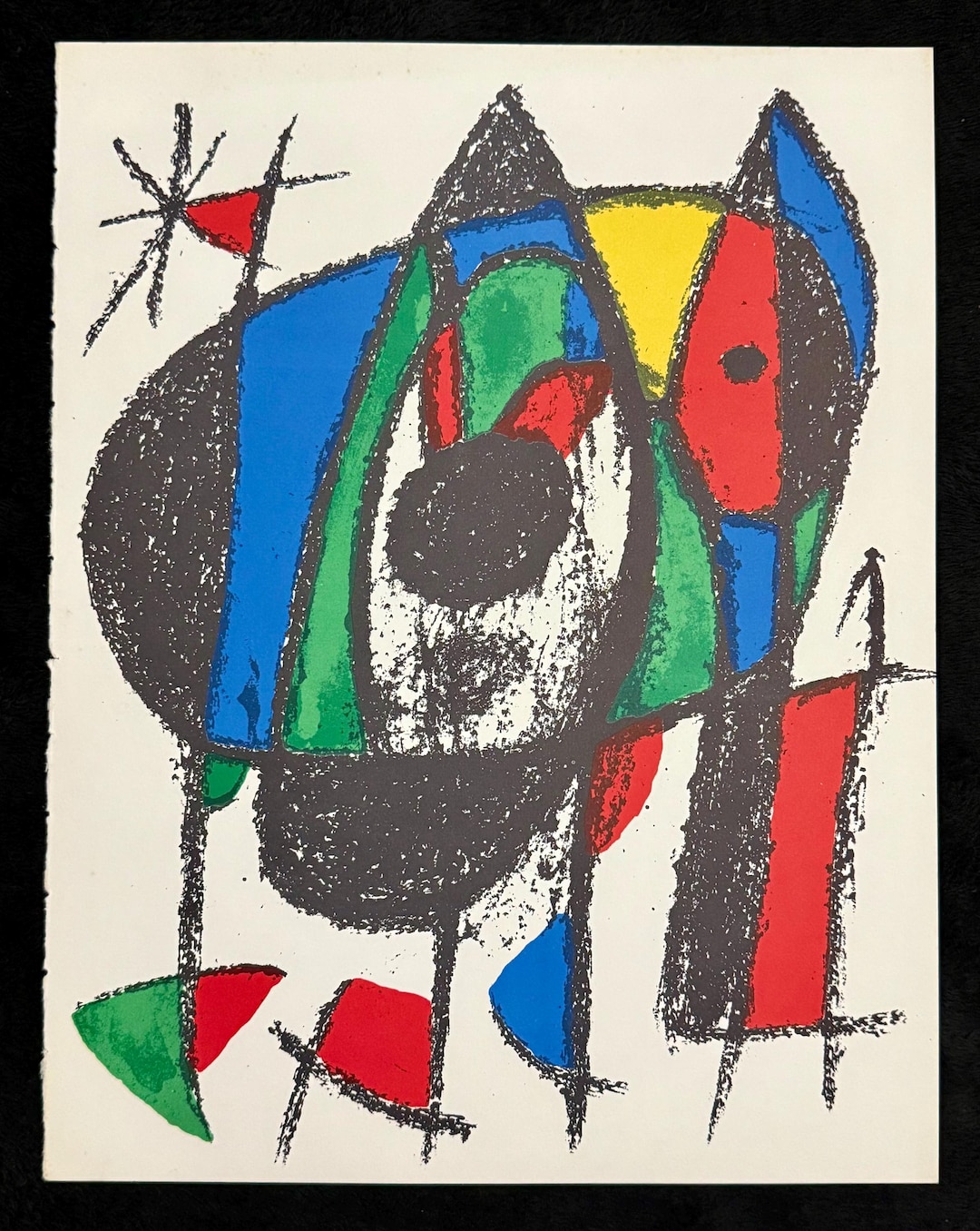 Joan Miro C.1975 Original Color Lithograph Colorful Shapes Abstract ...