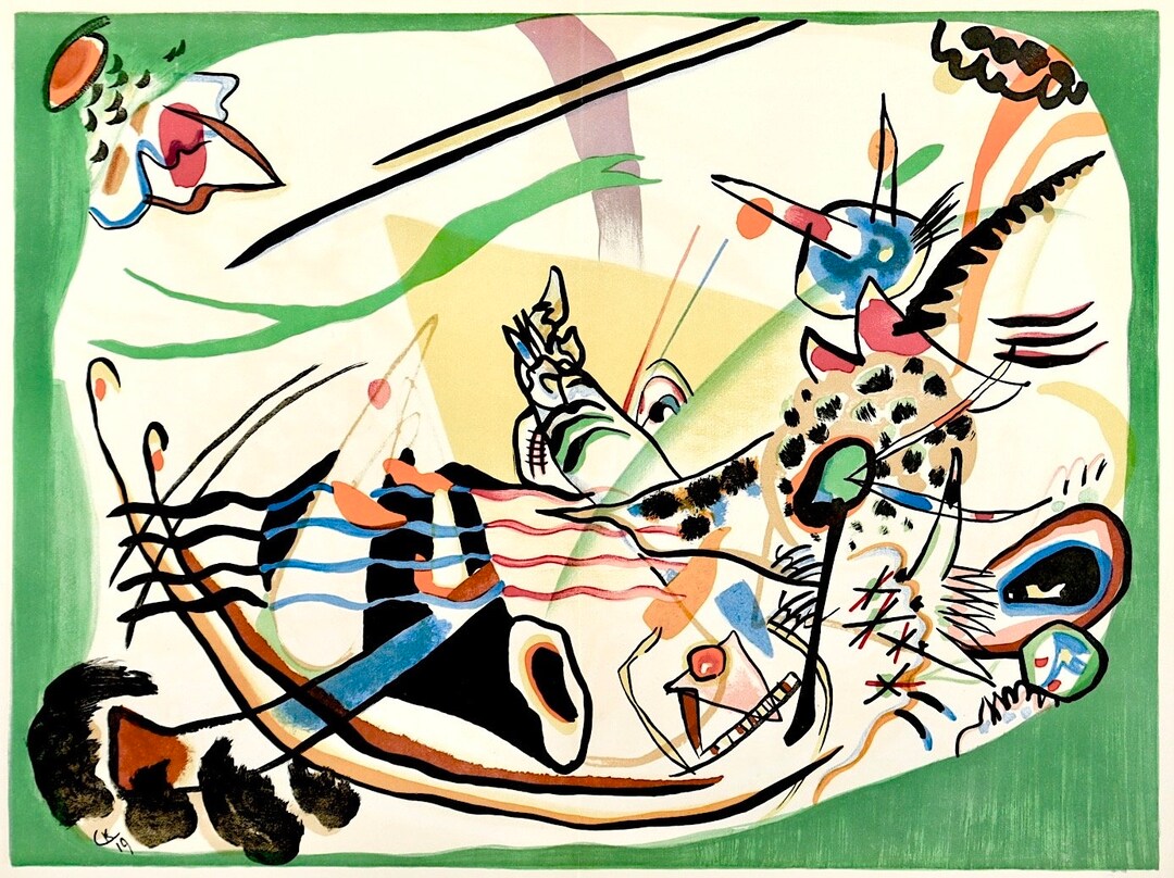 Wassily Kandinsky C.1957 Green Composition Signed Original Lithograph ...