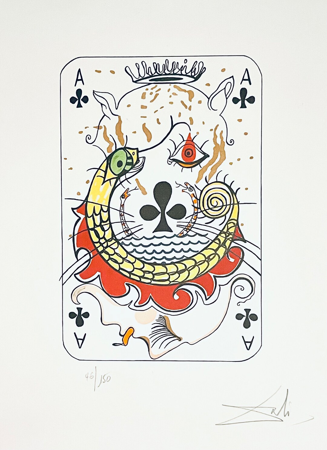 Salvador Dali 1972 Playing Cards Suite Ace of Clubs Original Hand ...