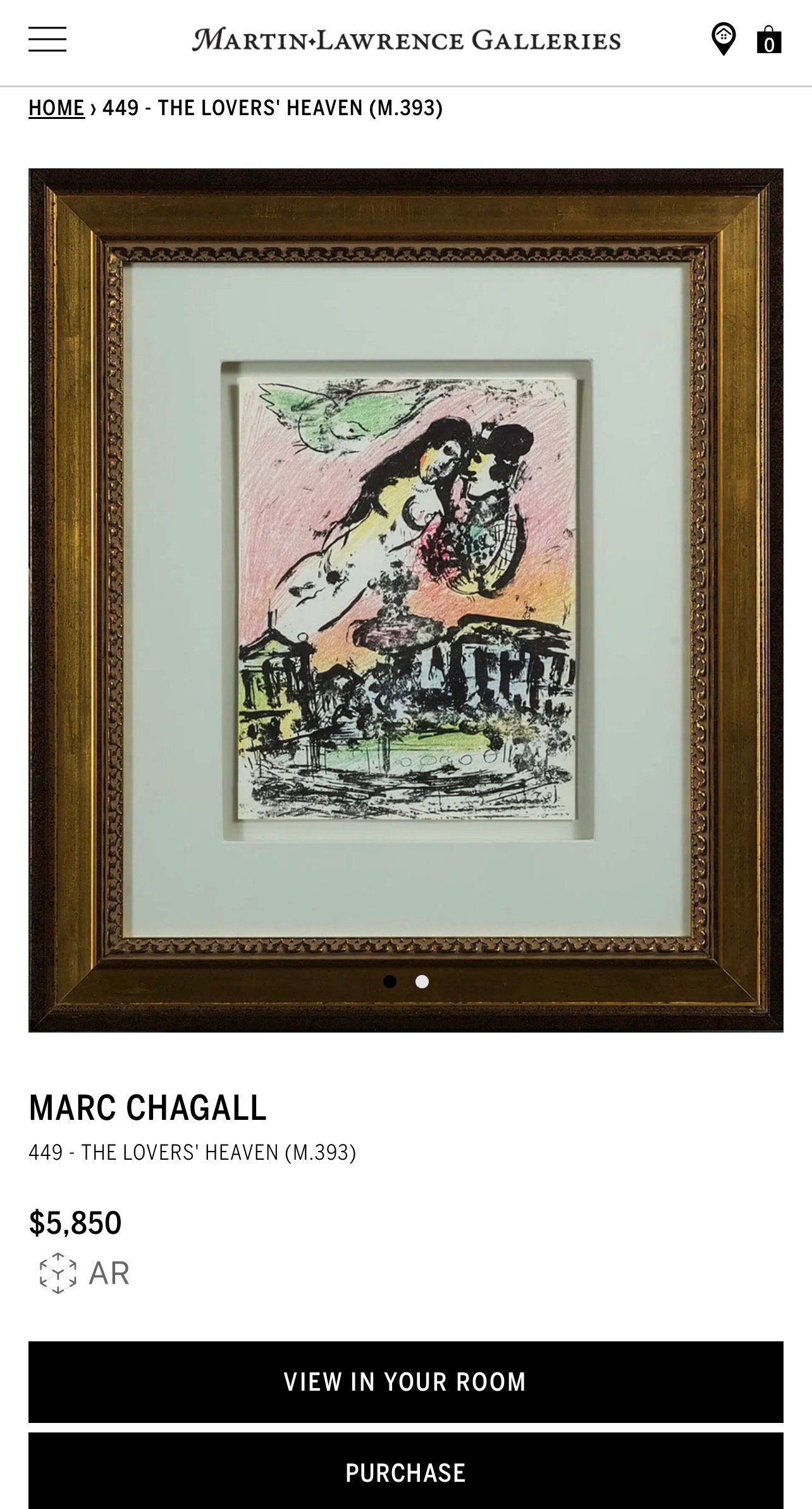 Marc Chagall C.1963 the Lovers Heaven Original Limited - Etsy